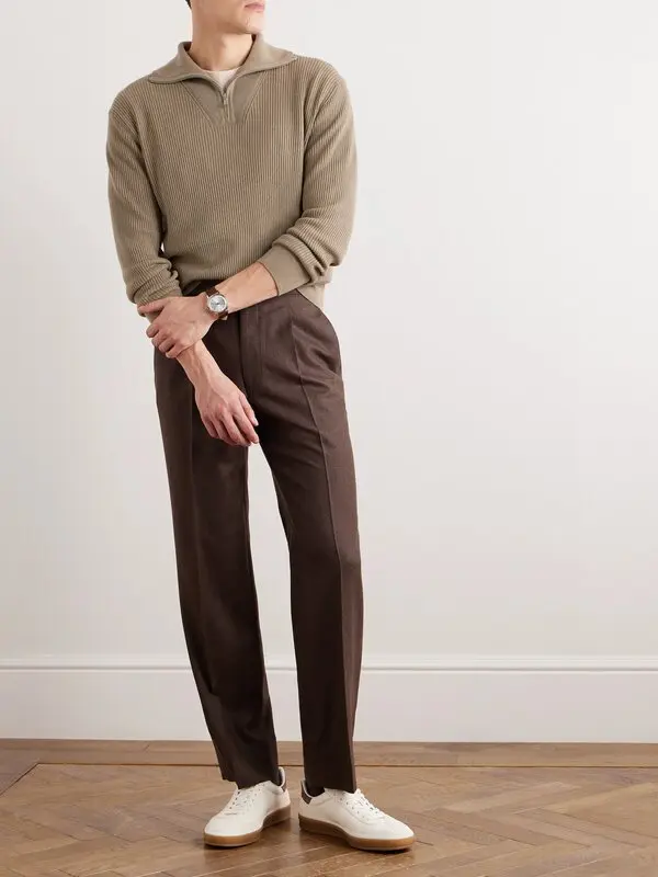 Loro Piana Akan Ribbed Half-zip Sweater - Neutrals