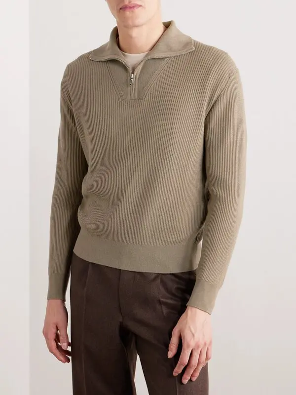 Loro Piana Akan Ribbed Half-zip Sweater - Neutrals