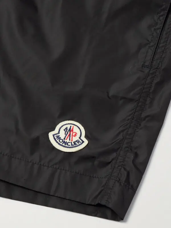 Moncler Slim-fit Mid-length Logo-appliquéd Swim Shorts - Black