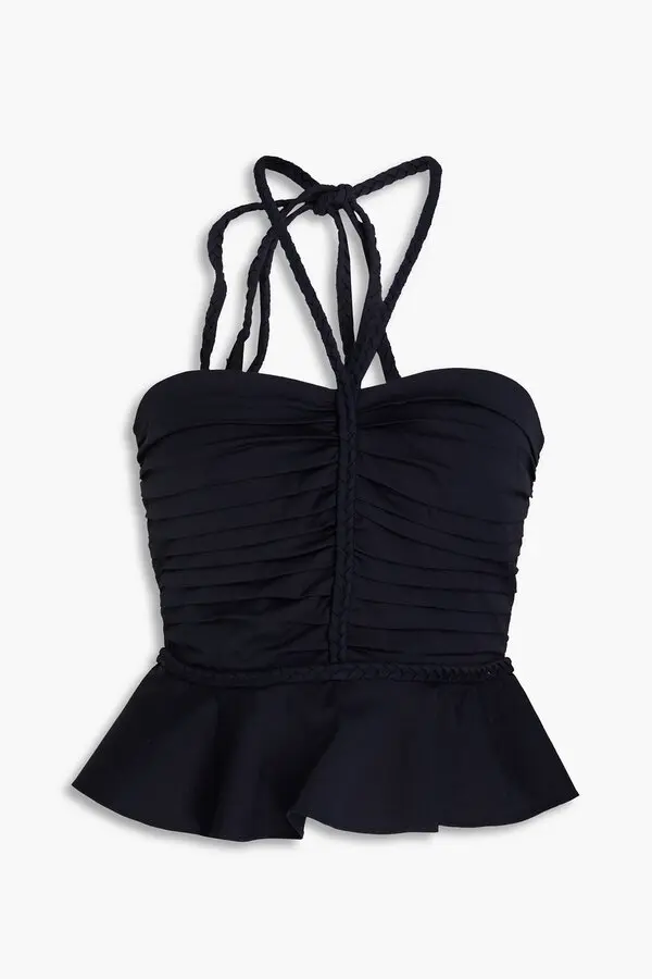 Veronica Beard Arienne Ruched Halterneck Top