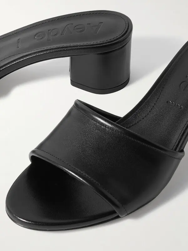 AeydĒ Jovia Leather Mules - Black