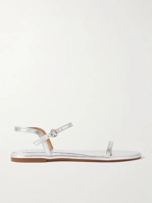 AeydĒ Nettie Metallic Leather Sandals - Silver