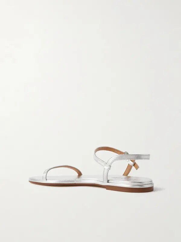 AeydĒ Nettie Metallic Leather Sandals - Silver