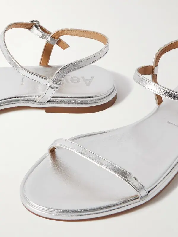 AeydĒ Nettie Metallic Leather Sandals - Silver