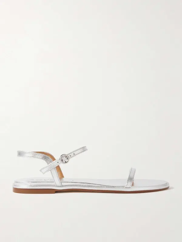 AeydĒ Nettie Metallic Leather Sandals - Silver