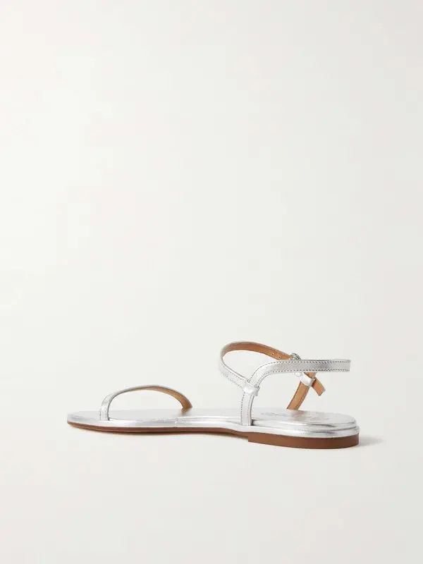 AeydĒ Nettie Metallic Leather Sandals - Silver