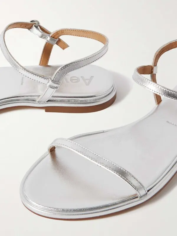 AeydĒ Nettie Metallic Leather Sandals - Silver