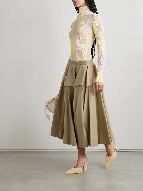 Burberry Argyle Ribbed Cotton And Silk-blend Turtleneck Sweater