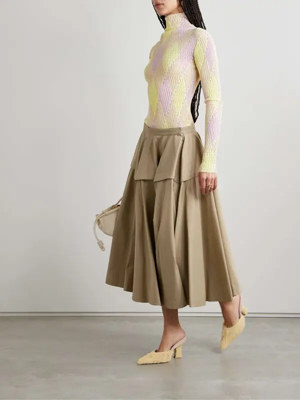 Burberry Argyle Ribbed Cotton And Silk-blend Turtleneck Sweater