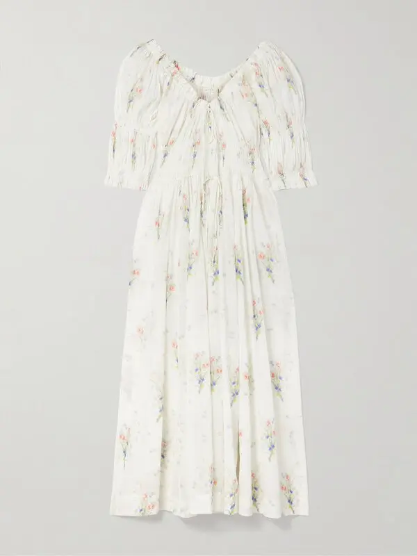 DÔEN Ischia Floral-print Organic Cotton-voile Midi Dress
