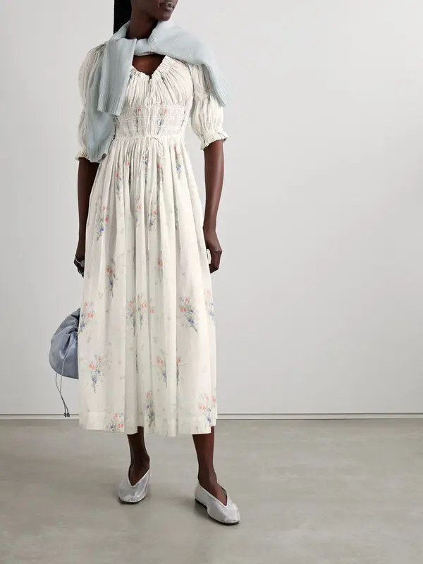 DÔEN Ischia Floral-print Organic Cotton-voile Midi Dress