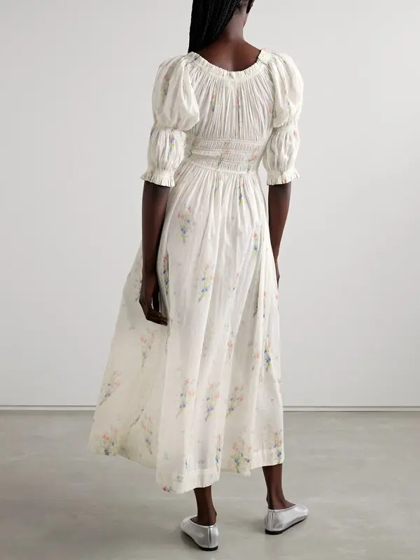DÔEN Ischia Floral-print Organic Cotton-voile Midi Dress