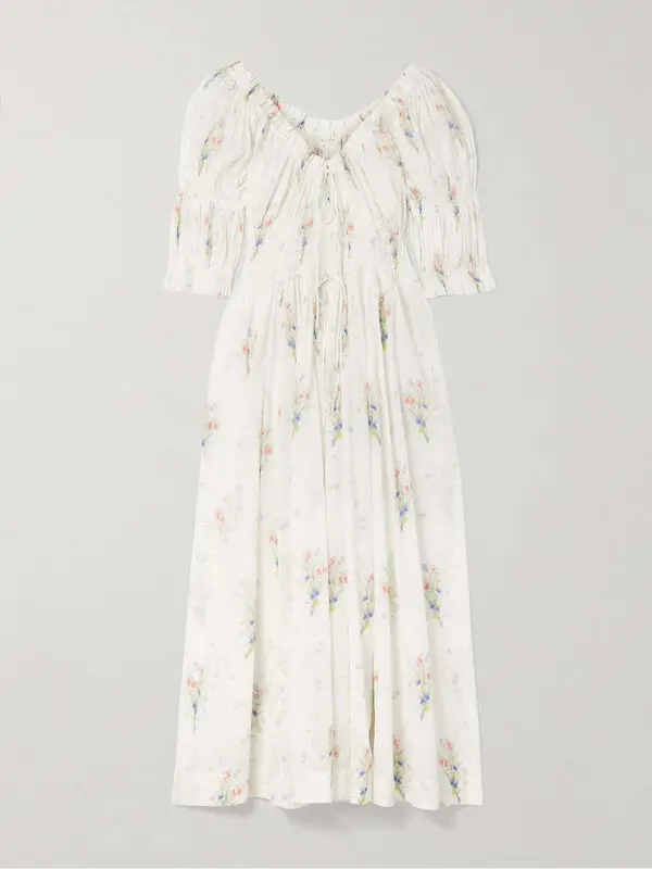 DÔEN Ischia Floral-print Organic Cotton-voile Midi Dress