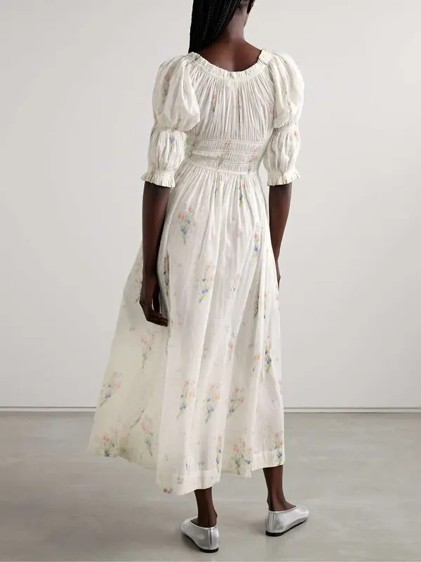 DÔEN Ischia Floral-print Organic Cotton-voile Midi Dress