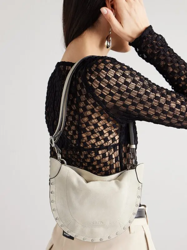 Isabel Marant Moon Studded Suede Shoulder Bag