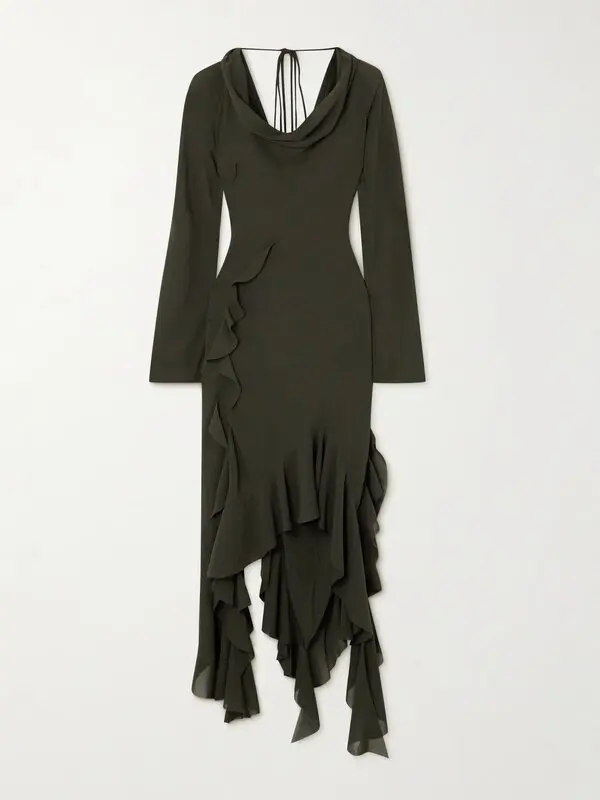 Acne Studios Open-back Draped Ruffled Crepe Dress