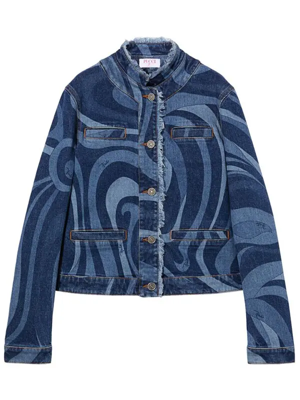 Emilio Pucci Marmo-print Denim Jacket - Blue