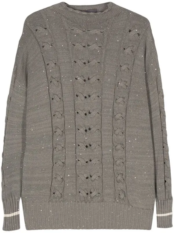 Lorena Antoniazzi Sequin-embellished Cable-knit Jumper
