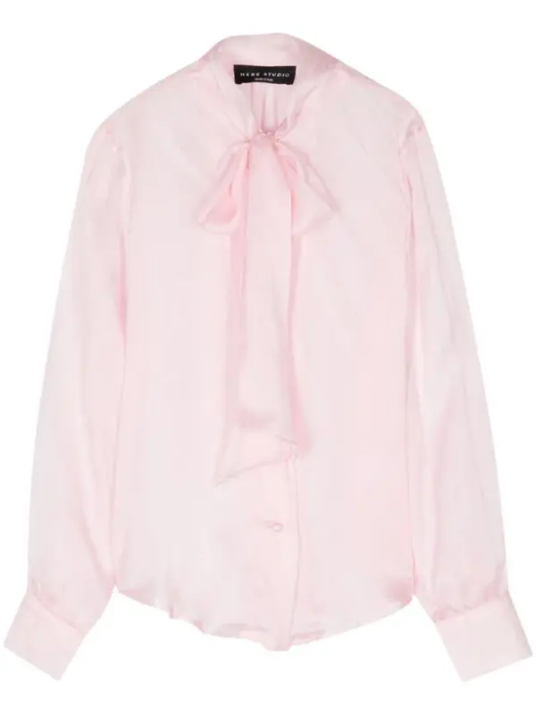 HEBE STUDIO Pussy-bow Silk Shirt