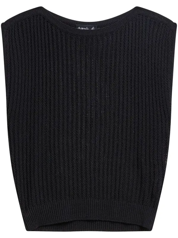 AGNÈS B. Semi-sheer Ribbed Knit Top