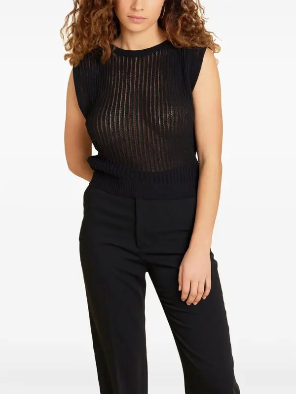 AGNÈS B. Semi-sheer Ribbed Knit Top