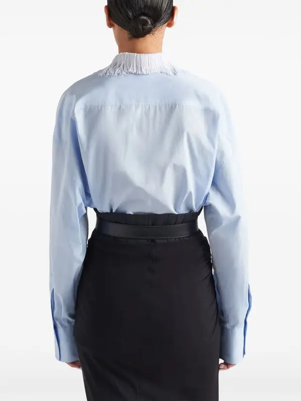 Prada Fringed-collar Cotton Shirt
