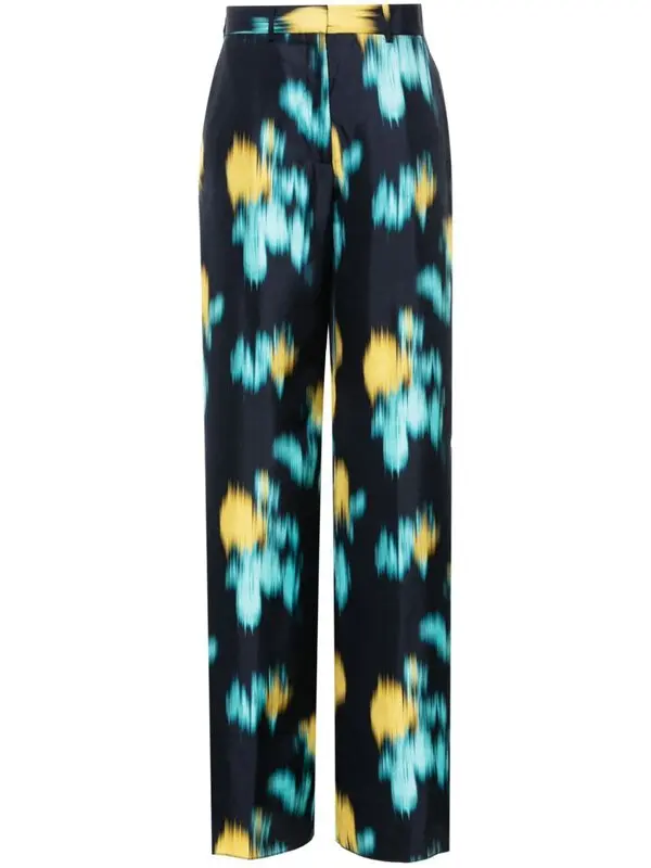 LANVIN Abstract-print Wide-leg Trousers - Blue