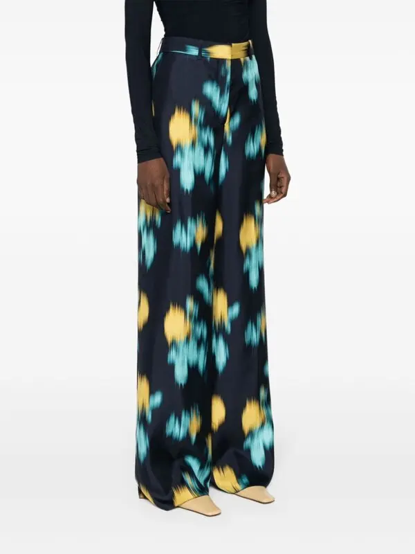 LANVIN Abstract-print Wide-leg Trousers - Blue