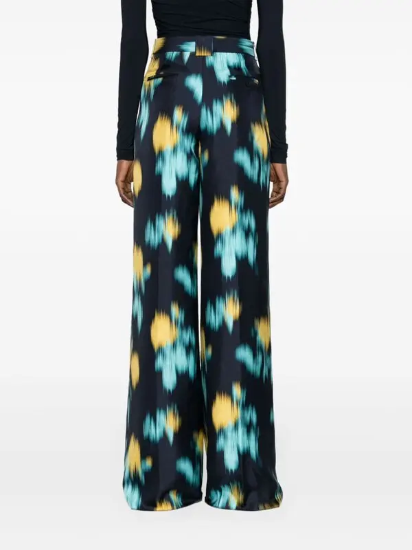 LANVIN Abstract-print Wide-leg Trousers - Blue