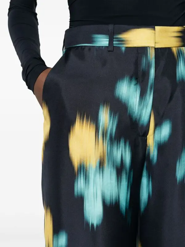 LANVIN Abstract-print Wide-leg Trousers - Blue