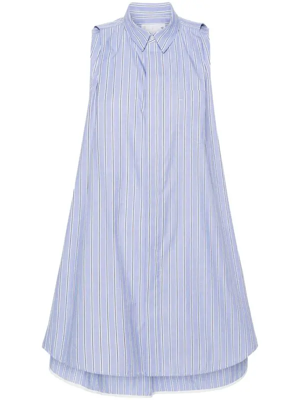 Sacai Sleeveless Striped Cotton Dress