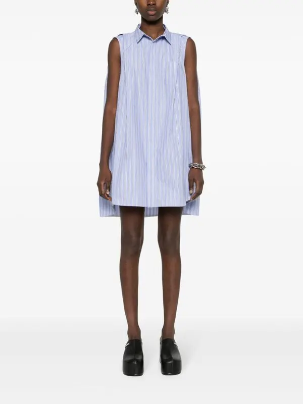 Sacai Sleeveless Striped Cotton Dress
