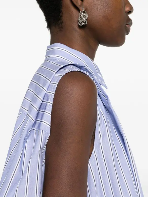 Sacai Sleeveless Striped Cotton Dress