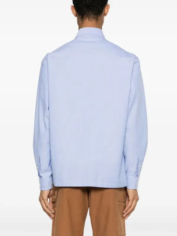 Palm Angels Monogram-embroidered Cotton Shirt - Blue