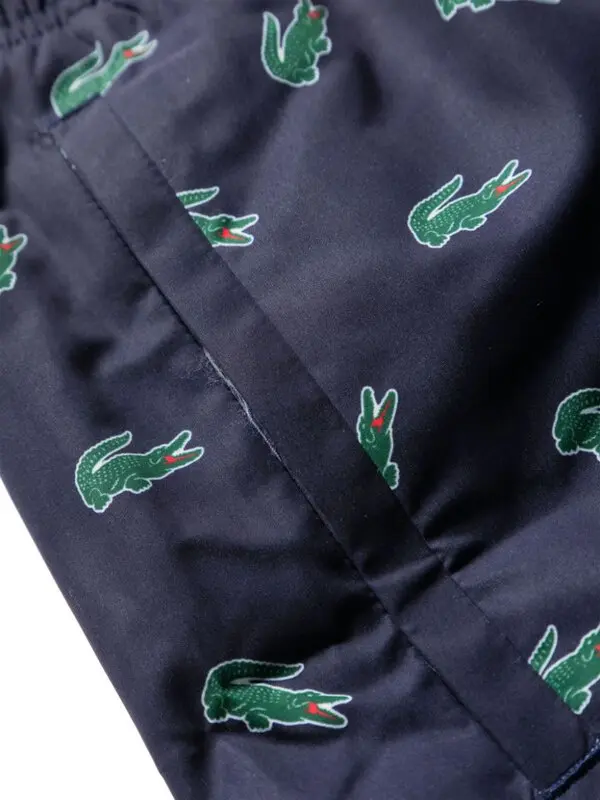 Lacoste Crocodile-print Drawstring Swim Shorts - Blue