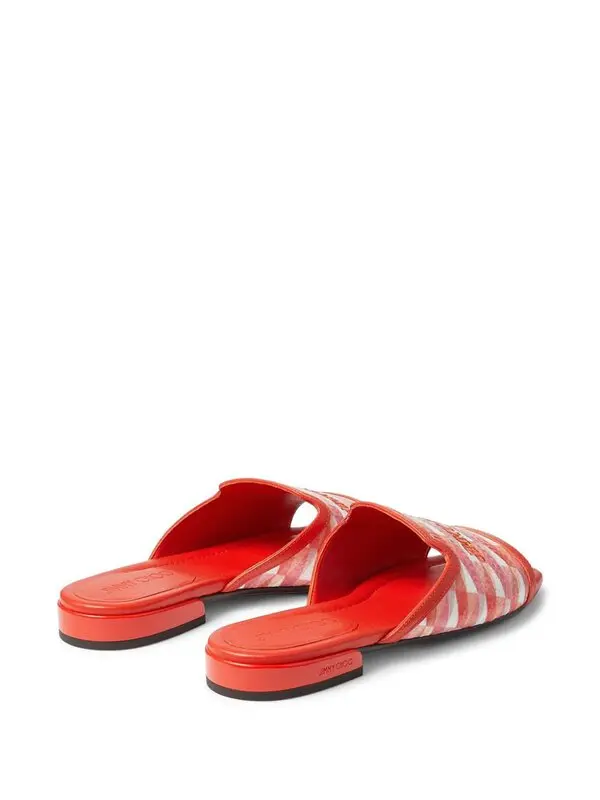 JIMMY CHOO Nako Diamond-print Slides - Red