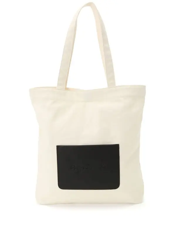 AGNES B. Logo-appliqué Canvas Tote Bag
