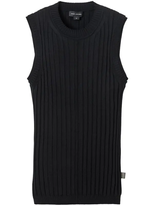 Marc Jacobs Ribbed-knit Merino Wool Top - Black