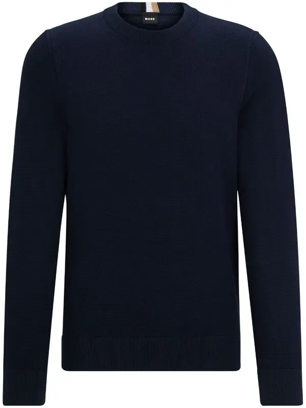 BOSS Crew-neck Cotton Jumper - Blue
