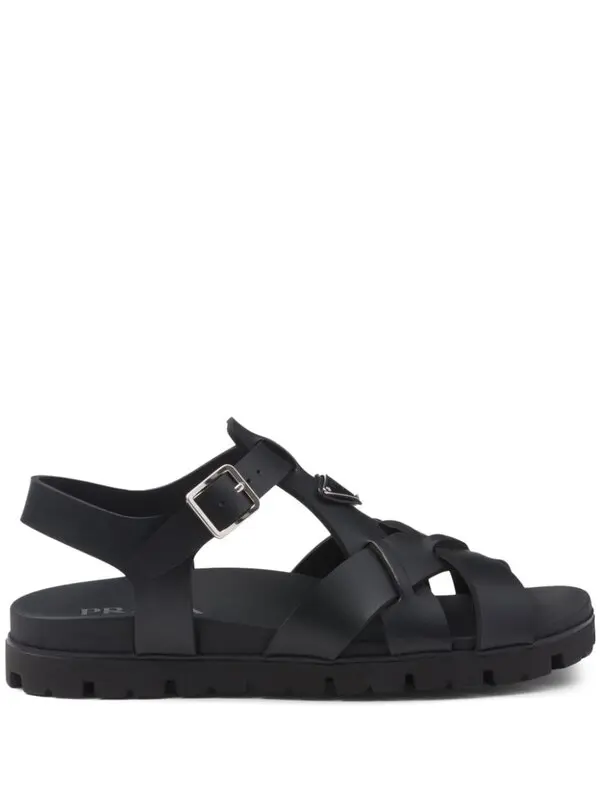 Prada Triangle-logo Woven Sandals