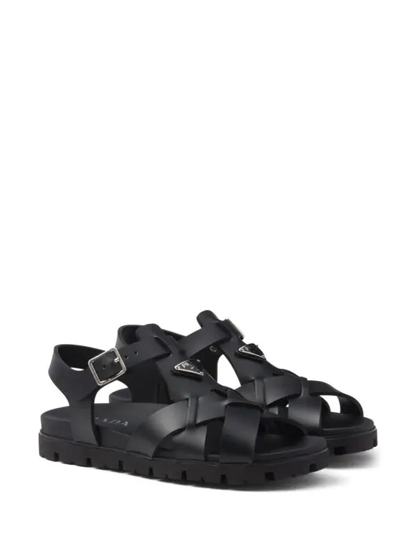 Prada Triangle-logo Woven Sandals