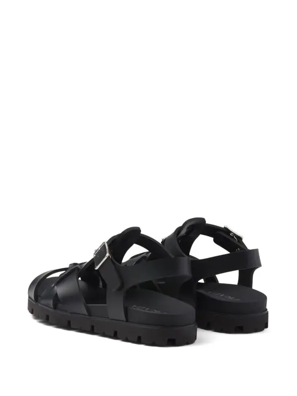 Prada Triangle-logo Woven Sandals
