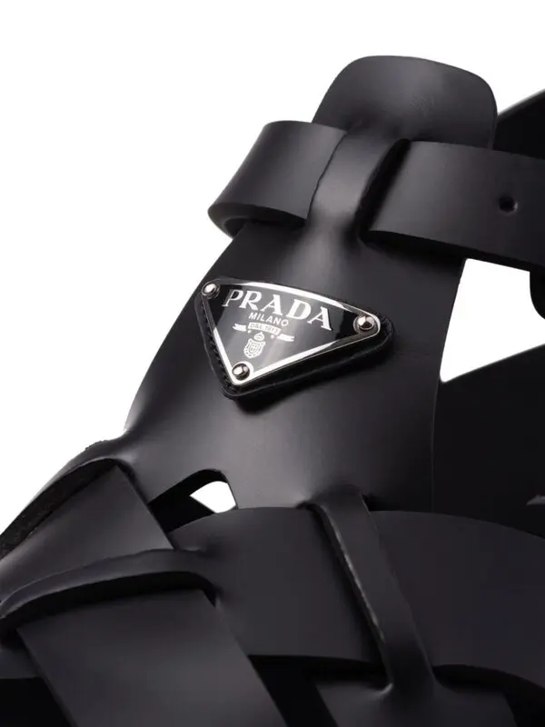 Prada Triangle-logo Woven Sandals