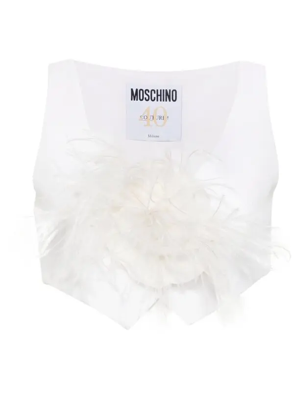 Moschino Floral-brooch Cropped Waistcoat - White