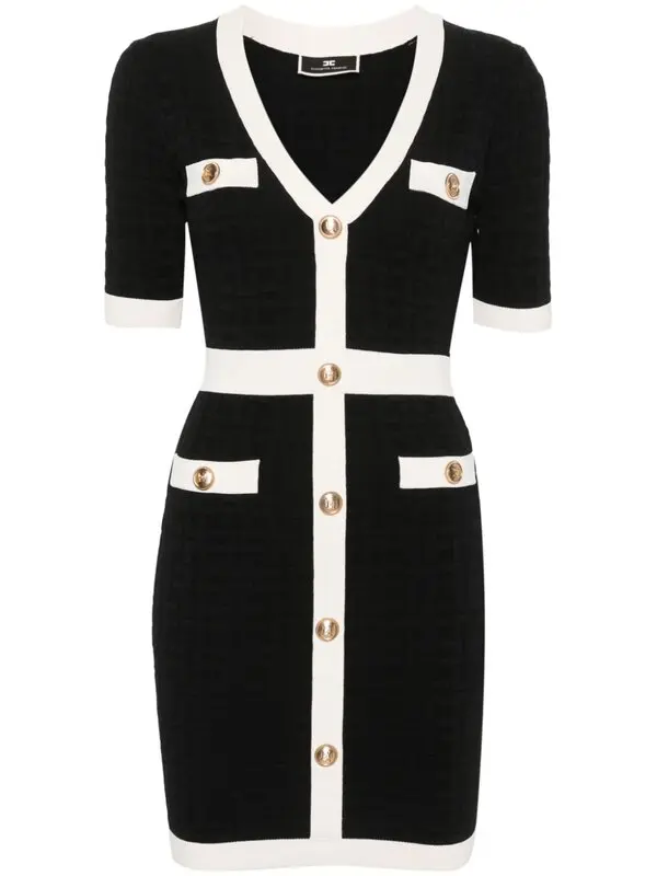 Elisabetta Franchi Monogram Jacquard Mini Dress