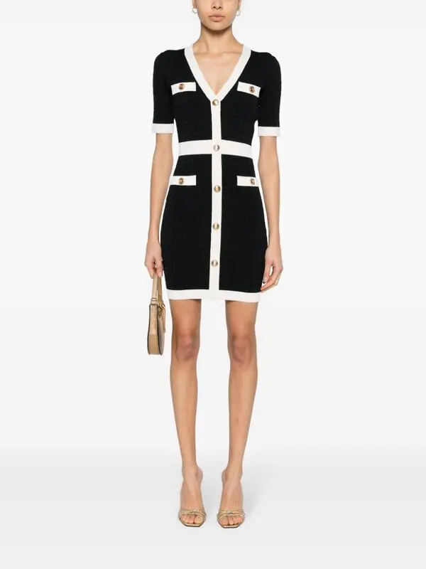 Elisabetta Franchi Monogram Jacquard Mini Dress