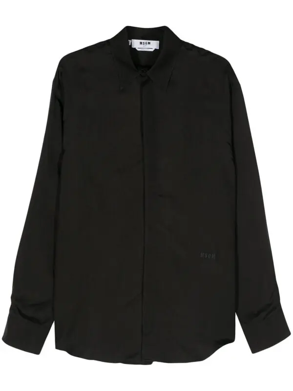MSGM Pointed-collar Satin Shirt
