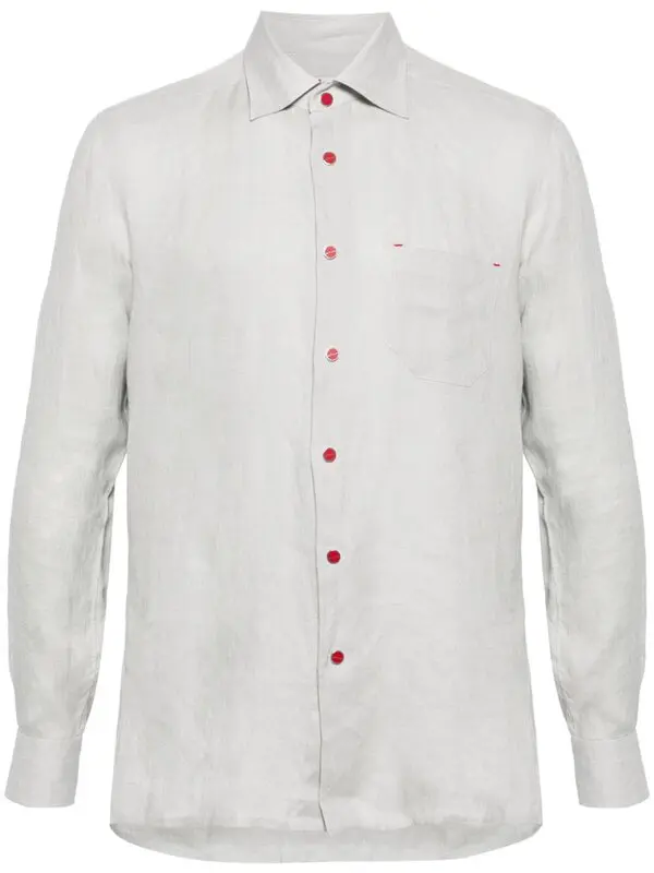 Kiton Spread-collar Linen Shirt
