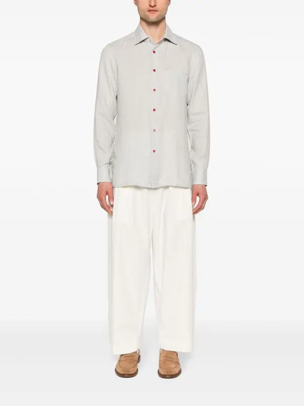 Kiton Spread-collar Linen Shirt