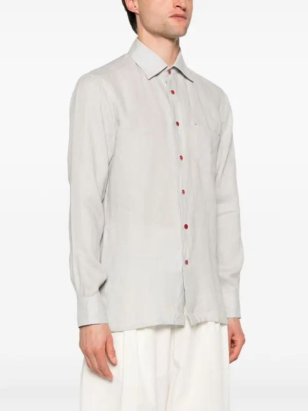 Kiton Spread-collar Linen Shirt